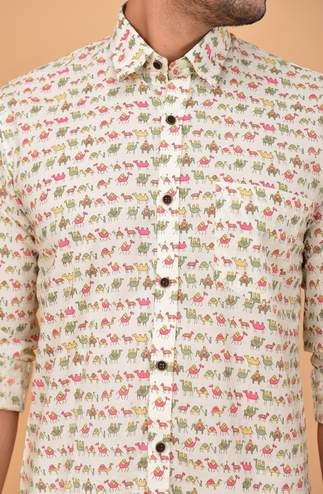 Cream Full Sleeve jaipuri Shirt