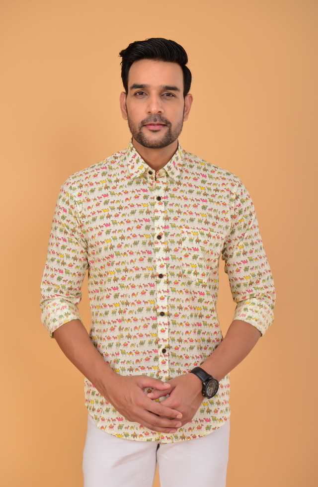 Cream Full Sleeve jaipuri Shirt